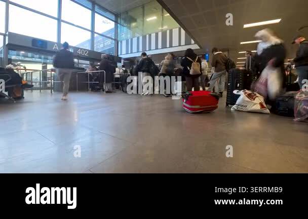 Istanbul, Turkey - 5 Dec 2025: Time lapse of passengers waiting in line ...