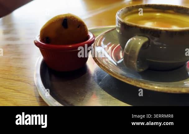 Hot Drink Aromatic Coffee in a Cup Stock Video Footage - Alamy