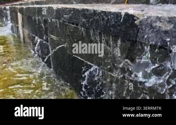 Waterfall View From Stone Steps Stock Video Footage - Alamy