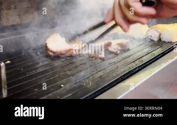 Turkish Traditional Food Kokorec made with Sheep Intestine Stock Video ...
