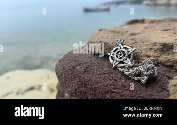 Pentagram Symbol on Rock Near the Seaside Stock Video Footage - Alamy