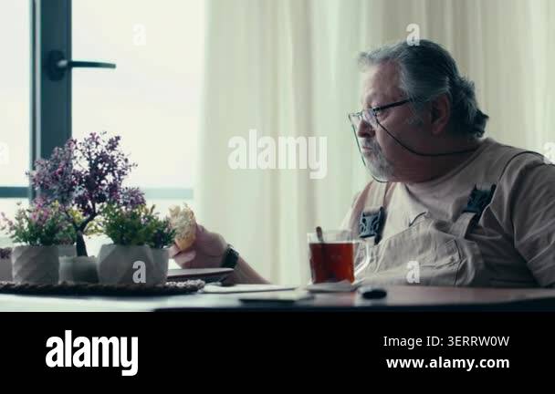 Elderly Man is Drinking Hot Turkish Tea Stock Video Footage - Alamy
