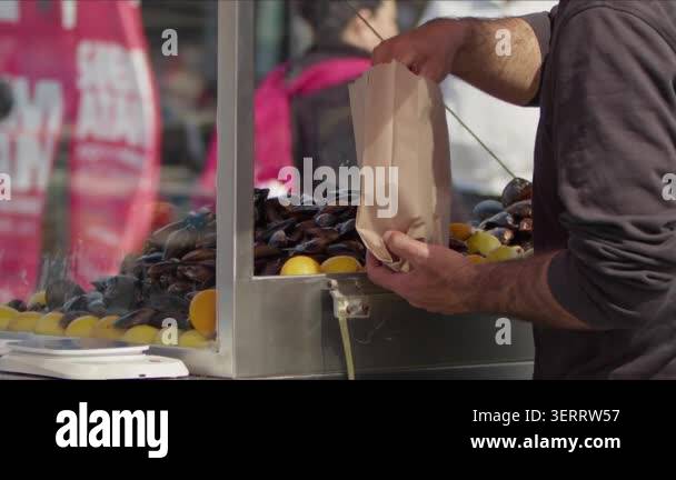 Delicious Stuffed mussels sold on the streets in Turkey Stock Video ...