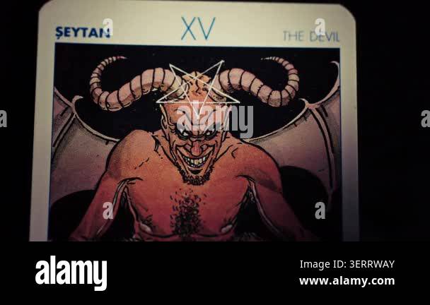 The Devil Tarot Mystic Spiritual Fortune Teller Card in Fire and Smoke ...