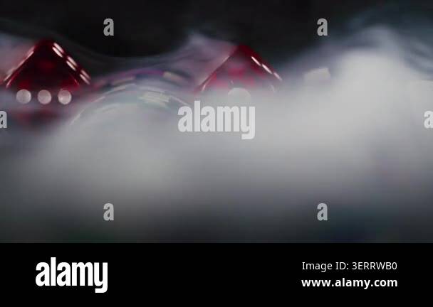 Gambling Luck Game Money Chips and Red Dices and Poker Cards in Smoke ...