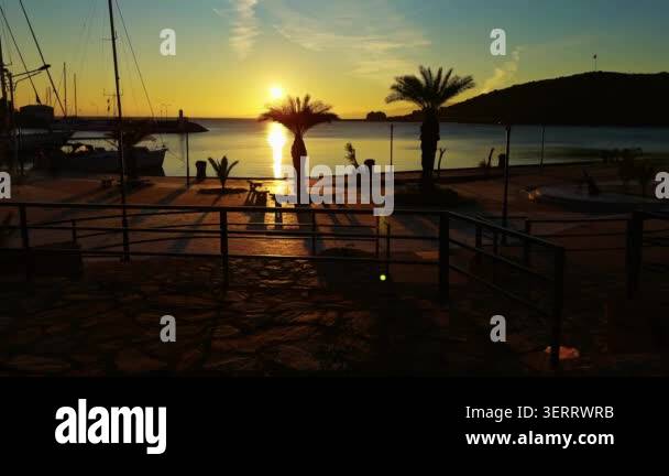 People Silhouette near the Seaside and Morning Sunrise Light in Turkey ...