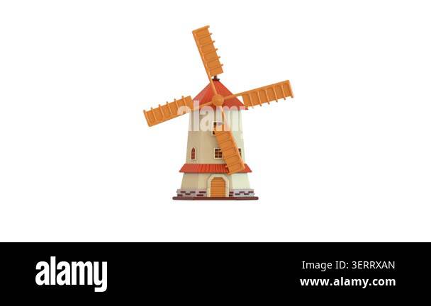 Farming windmill loader icon 3d animation concept of natural resources ...