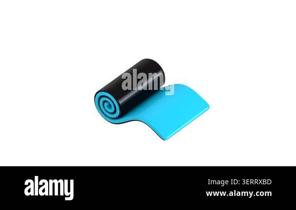 Yoga mat icon 3d animation concept of Sport equipment for fitness and ...
