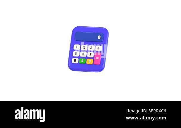 3d calculator icon animation concept of math device on financial ...