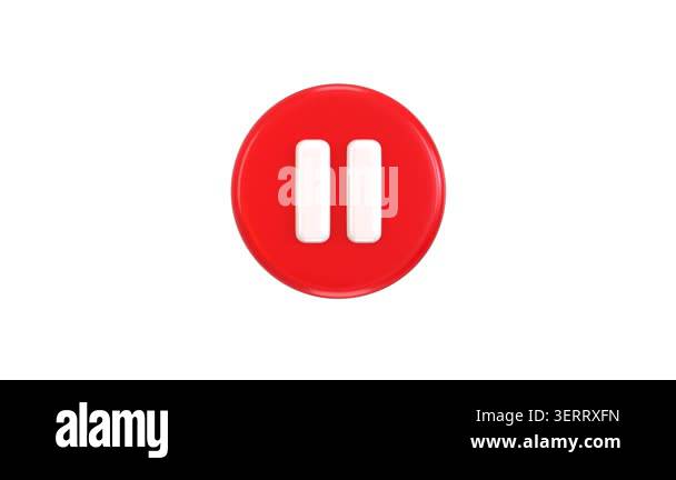 3d social media video pause icon animation on 3d media player button ...