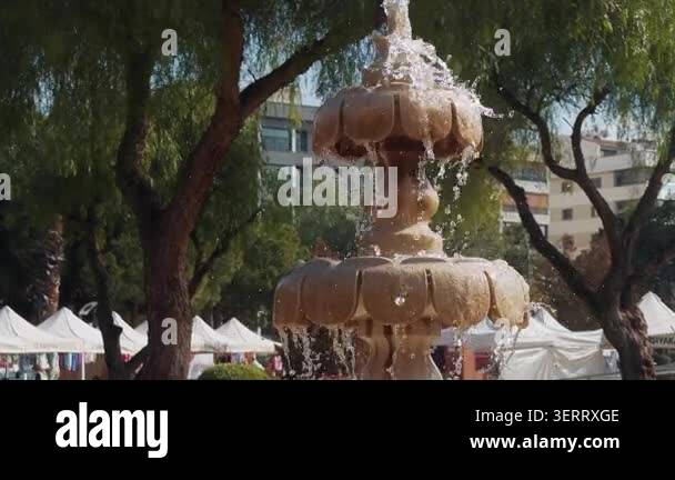A Marble Fountain Water Pool in Natural Park Stock Video Footage - Alamy