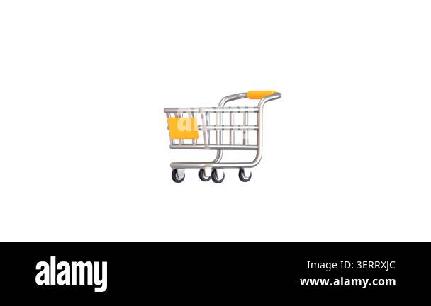 3D Shopping cart and cardboard box icon animation, Fast delivery ...