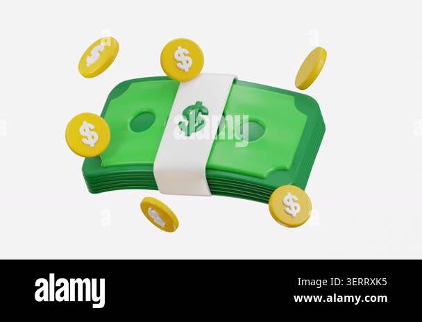 Money icon with dollar coin icon animation 3d render Stock Video ...