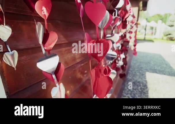 Romantic Heart Shape Ornaments in Wind Valentines Day Concept Stock ...