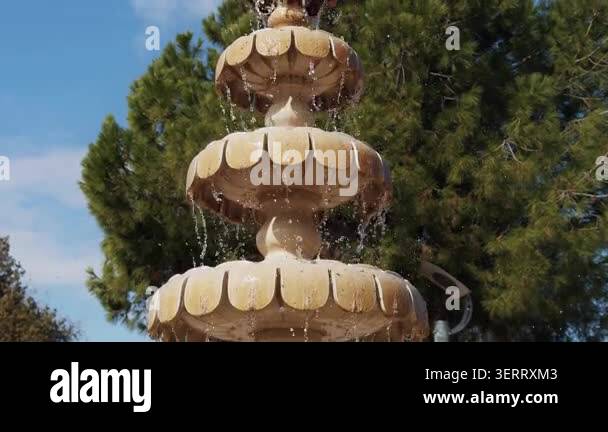 A Marble Fountain Water Pool in Natural Park Stock Video Footage - Alamy
