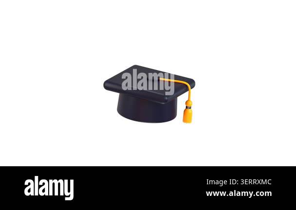 graduation hat icon animation 3d render Stock Video Footage - Alamy