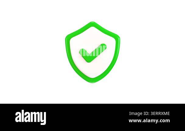 Right mark with protect shield 3d verified icon animation Stock Video ...