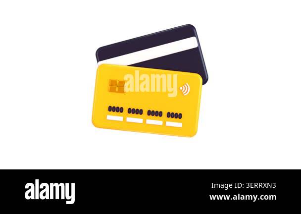 3D credit card icon animation concept of send payment for online ...