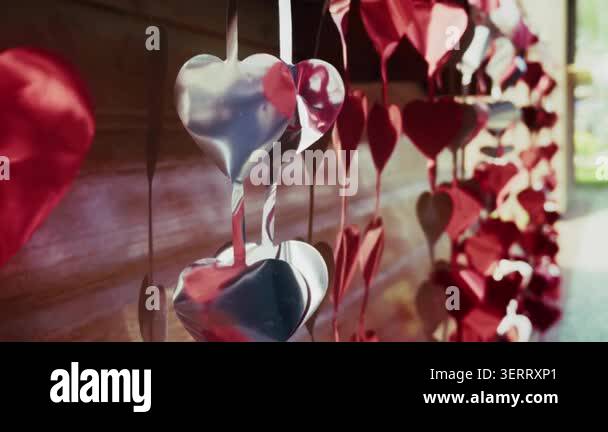 Romantic Heart Shape Ornaments in Wind Valentines Day Concept Stock ...
