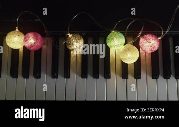 Colorful Round Ornamental LED Lights on Top of the Piano Music ...