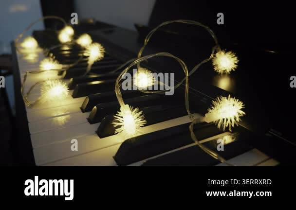 Colorful Round Ornamental LED Lights on Top of the Piano Music ...