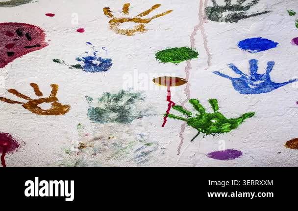 Hand Print on Wall Stop Motion Background Video Stock Video Footage - Alamy