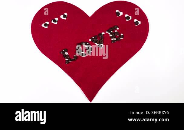 Love Letter in Heart Shape and Coffee Beans Stop Motion Video Stock ...
