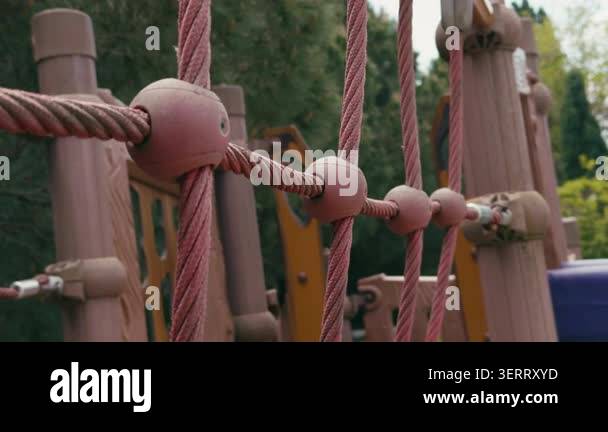 Climbing Rope Detail in Children Playground Stock Video Footage - Alamy
