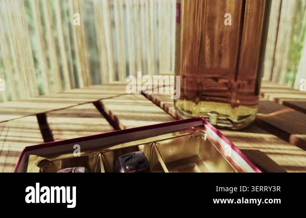 Delicious Sweet Chocolate in a Box on Wooden Table Stock Video Footage ...