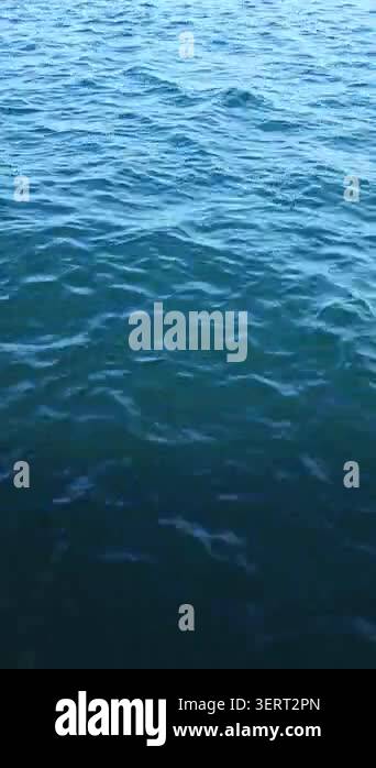 Water shows various shades of blue with gentle waves moving ...