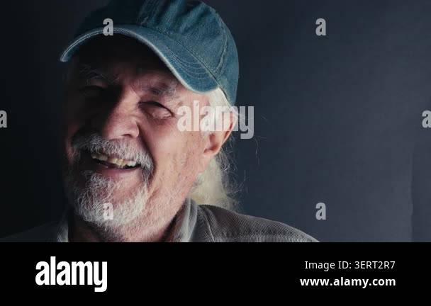 Senior Old Man with a Hat is So Happily Laughing Stock Video Footage ...