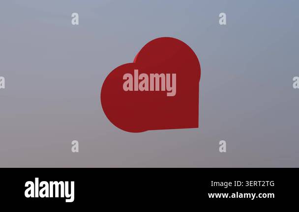 Rotating a 3D object. 3D red heart on the abstract background ...