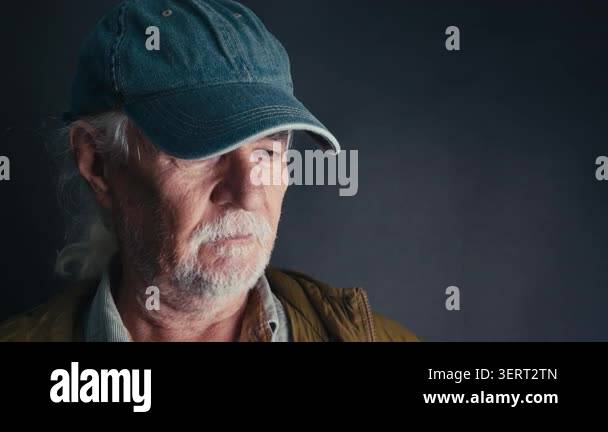 Elderly Old Man With a Hat is Talking to Cellphone Stock Video Footage ...