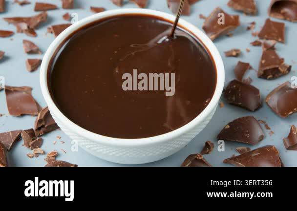 Liquid chocolate sauce flowing from a spoon close-up Stock Video ...