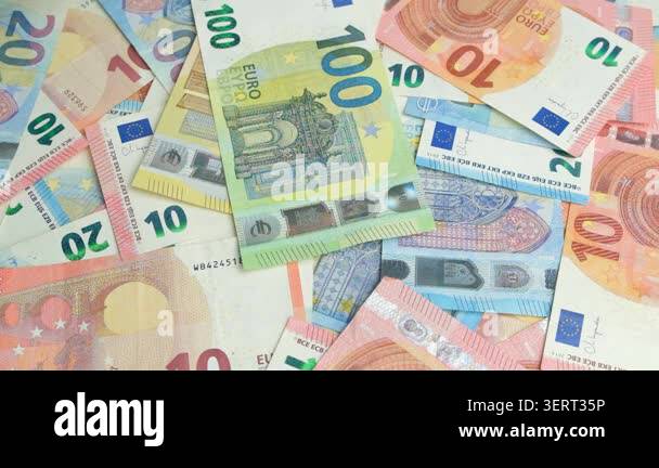 Jackpot or financial success background with falling Euro bills Stock ...