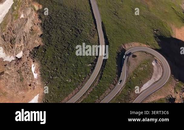 Aerial of Beartooth Highway, Montana, USA showing dramatic winding ...