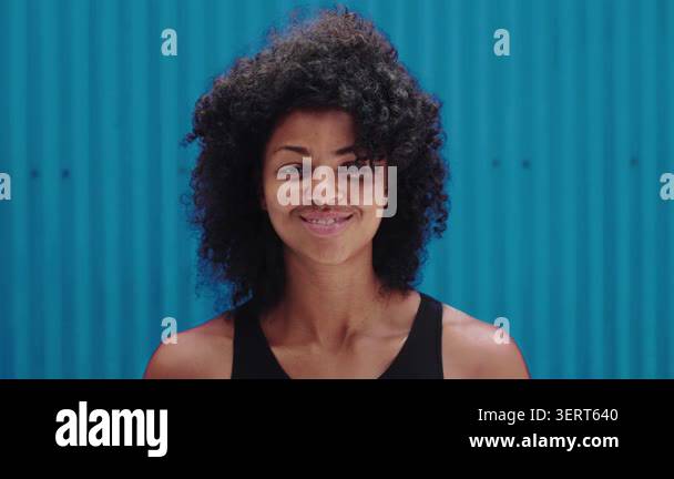 Portrait of Young Black Woman Looking at Camera Close Up. Head Shot and ...