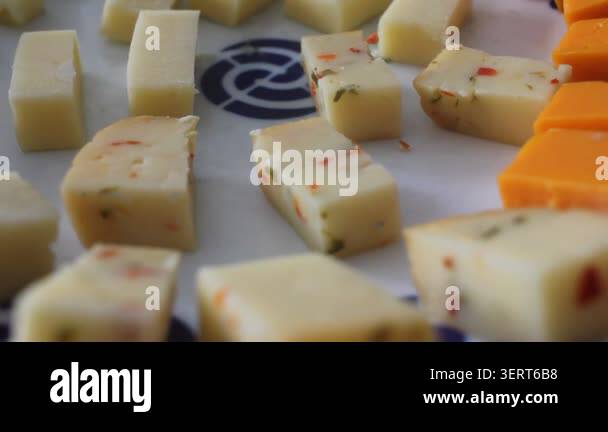 Close up camera movement over a ceramic plate showcasing an assortment ...