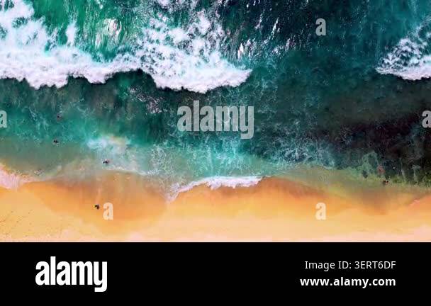Aerial View on Ocean Waves of Blue Water at Island Landscape of Sea ...