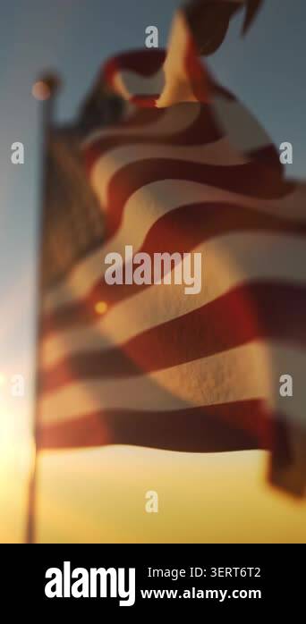 American flag for the Fourth of July at a fiery sunset Stock Video ...
