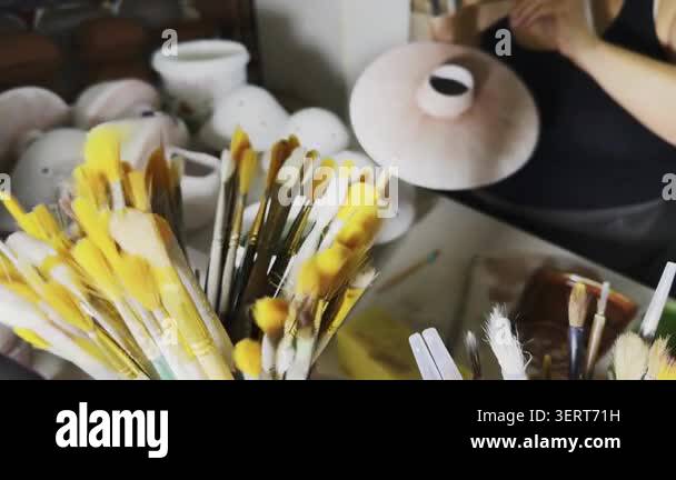 Working on a Mold in a Ceramic Workshop Art Stock Video Footage - Alamy