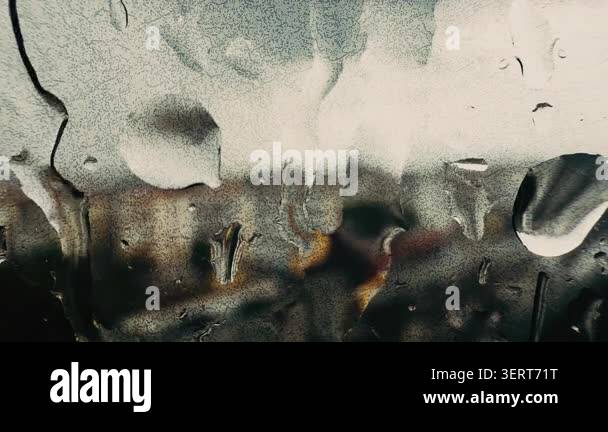 Rain Drops Behind the Window Glass View Stock Video Footage - Alamy