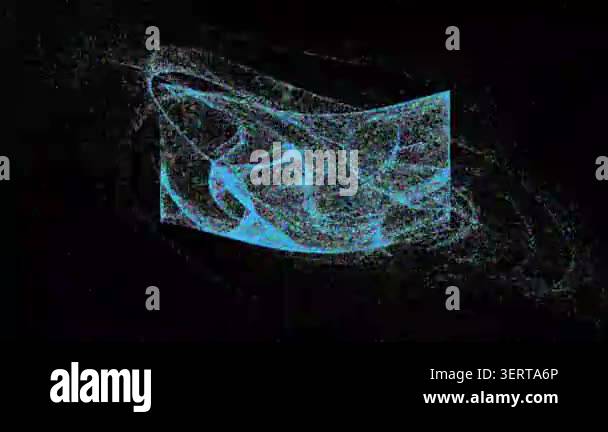 Abstract flowing motion of blue and purple particles creating dynamic ...