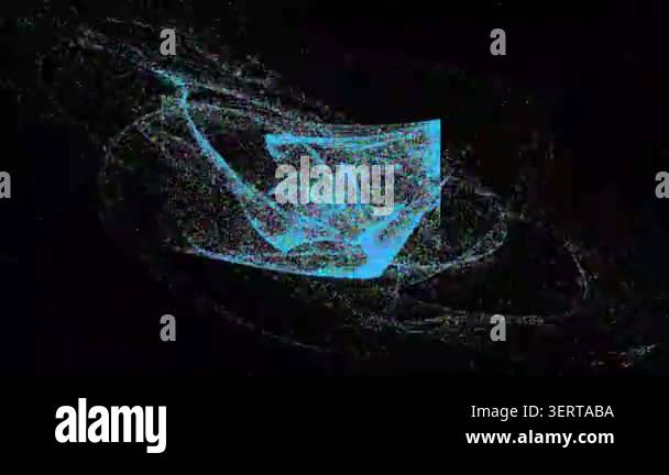 Visual sequence of delicate blue light particles gracefully swirling ...