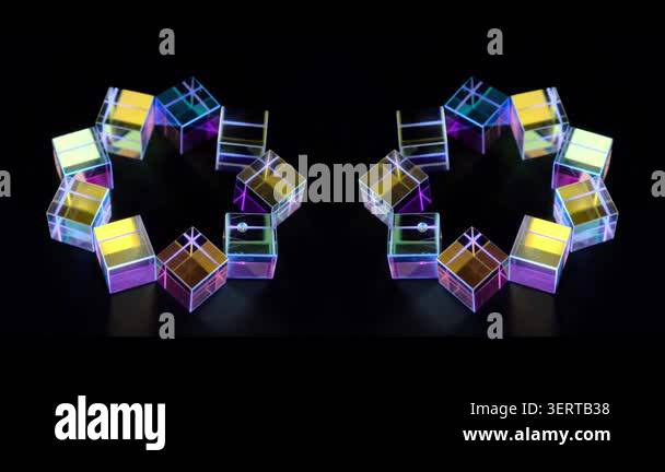 dichroic crystal prism cubes refracting light into a beautiful display ...