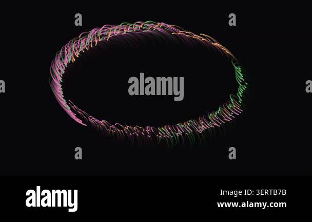 Abstract particle ring animation features dynamically swirling, glowing ...