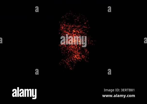 Three dimensional number 6 made of glowing particles that bursts into a ...