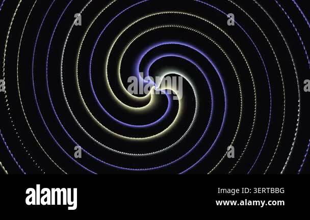 Abstract twirling spiral animation features glowing blue and yellow ...