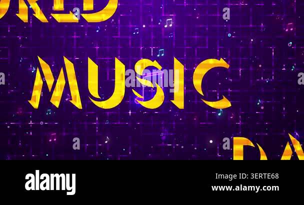 Gold World Music Day animation with musical notes background in 4K ...