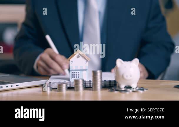 Business people or salespeople are working to analyze, present ...